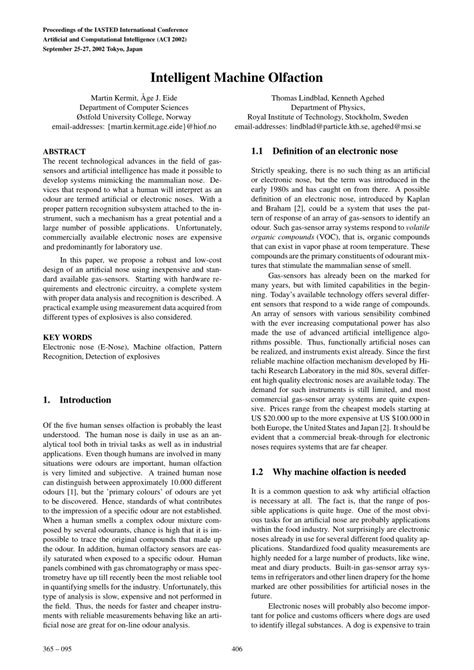 Pdf Intelligent Machine Olfaction