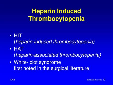 Ppt Heparin Induced Thrombocytopenia Powerpoint Presentation Id 352104