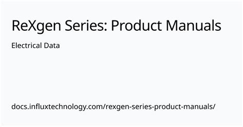 electrical data rexgen series product manuals