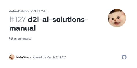 d2l ai solutions manual · issue 127 · datawhalechina dopmc · github