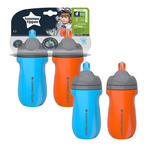 Tommee Tippee Insulated Straw Blue Orange 12m 2pk Ebebek