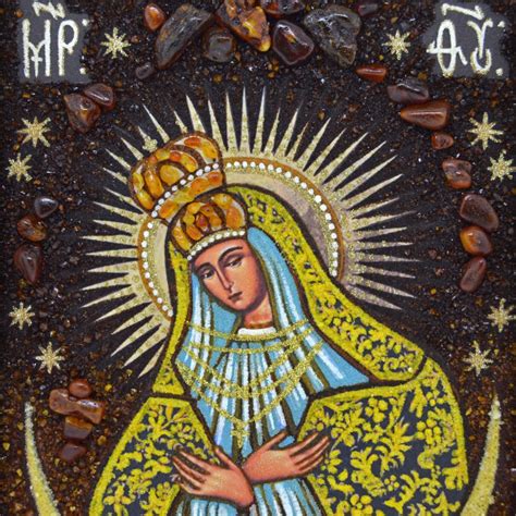 Ікона з бурштину Пресвята Богородиця Остробрамська 15x20 купити в