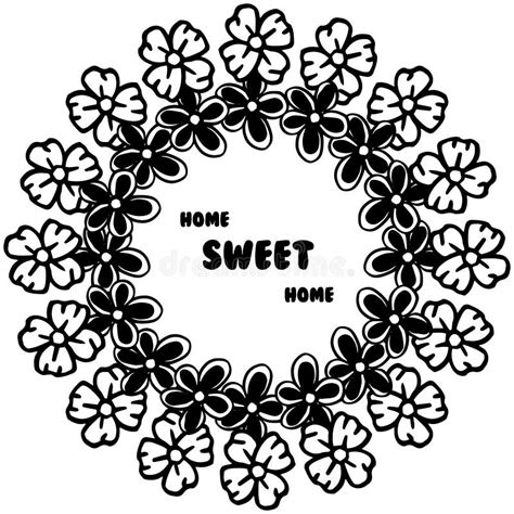 Vector Illustration Ornament Graphic Home Sweet Home With Ornate Flower