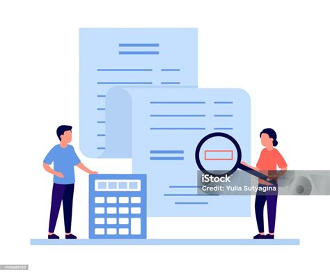 가격을 계산하고 큰 금융 청구서 송장 세금 영수증 수표를 지불하는 사람들 회계 비즈니스 감사 서비스 예산 계획 수익 계산 지불 및 채무 관리 벡터 월급 명세서에 대한 스톡