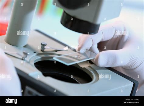 Serious Clinician Studying Chemical Element In Laboratory Stock Photo