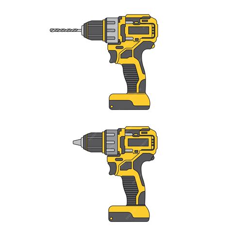 어린이들이 그림을 그리는 만화 터 일러스트레이션 전기 드릴 아이콘 하 배경에 고립 프리미엄 벡터