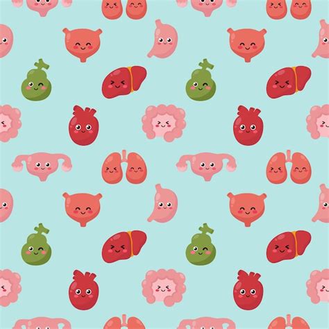 Premium Vector Internal Human Organs With Funny Smiles Seamless