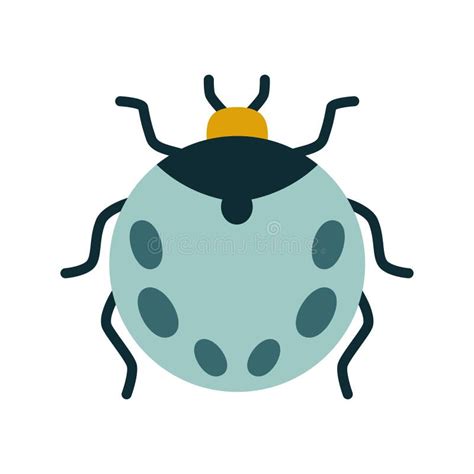 Cute Isolated Symmetrical Flat Bug In Art Deco Style Stock Vector