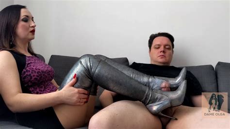 406 Shoejob And Cum On Boots In High Heel Thigh High Boots 4k Mp4