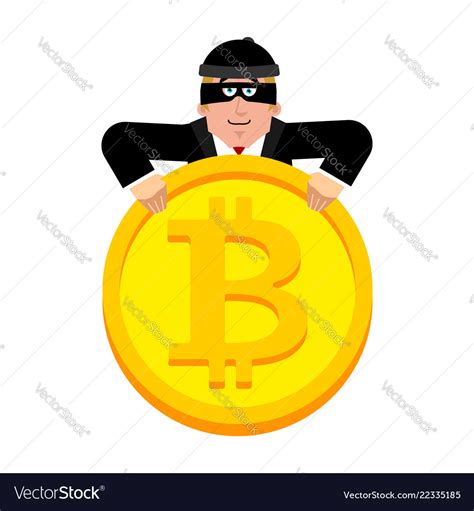 Hacker And Bitcoin Thief Crypto Currency Vector Image