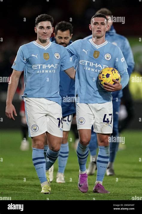 Manchester Citys Julian Alvarez Left And Phil Foden Celebrate The
