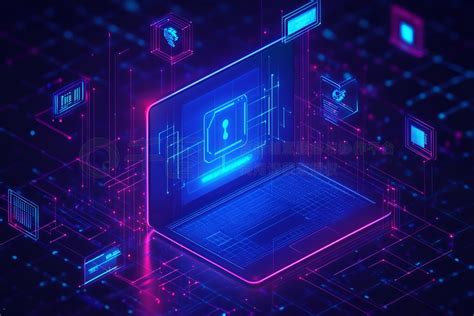 3d效果ai数字艺术 Cyber Security3d渲染科技感未来感笔记本电脑电路板芯片场景插画 Ai平面元素免费下载 Png格式 4032像素 编号71643988 千图网