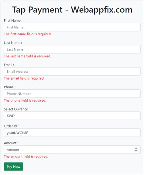 Laravel Tap Payment Gateway Integration Tutorial Example
