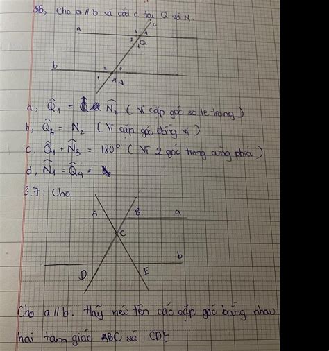 36 Cho a II b và cắt c tại Q và N b Ôi 4 9 1 2 D 3 N d N₁ Q₁ B₂ 3