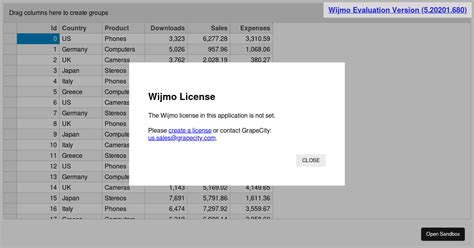 Wijmo React Codesandbox