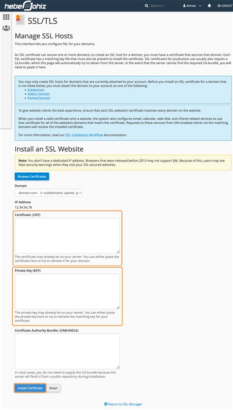 How Do I Install An SSL Certificate On CPanel Heberjahiz