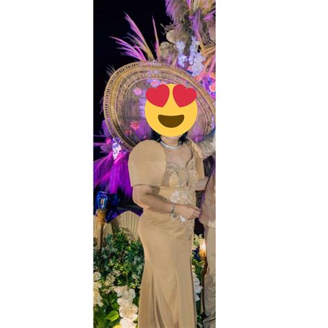 Deep V Neck Elegant Filipiniana Long Gowndress On Carousell
