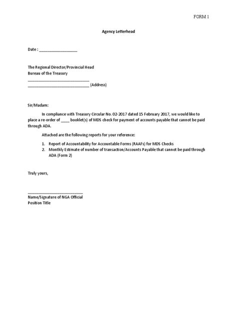 2 Form 1 Letter Request For Mds Check Re Order Pdf
