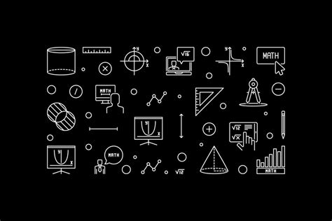 Learning Mathematics Vector Outline Dark Horizontal Banner Math