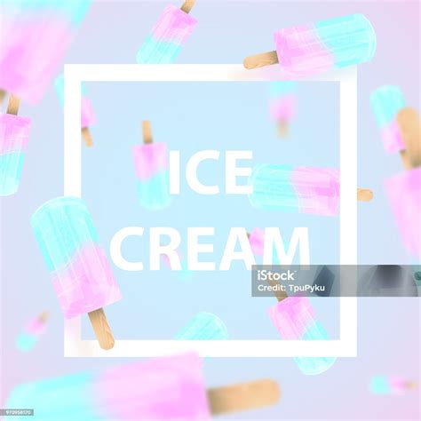 Jatuhnya Es Krim Es Krim Popsicles Biru Dan Latar Belakang Warna Pastel