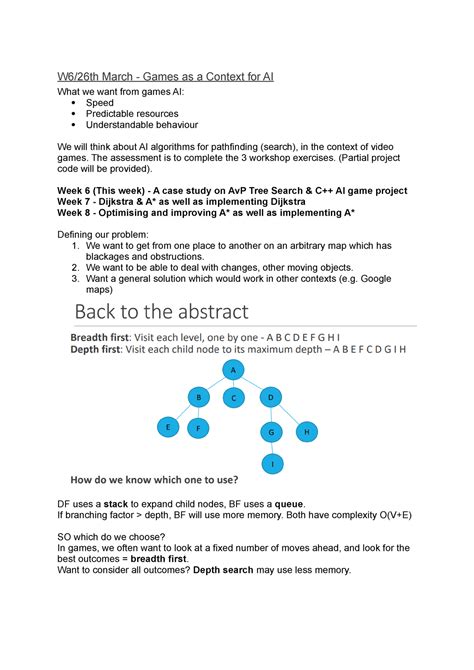 Week 6 Lecture Notes 6 W626th March Games As A Context For Ai