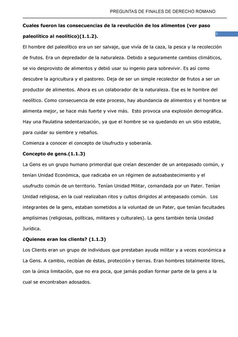 Preguntas DE Finales DE Derecho Romano Respondidas 1 Cuales Fueron