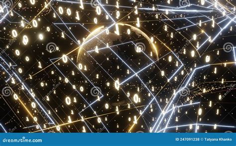 Artistic Infographics Binary Numbers Tunnel And Earth Globe Rotation