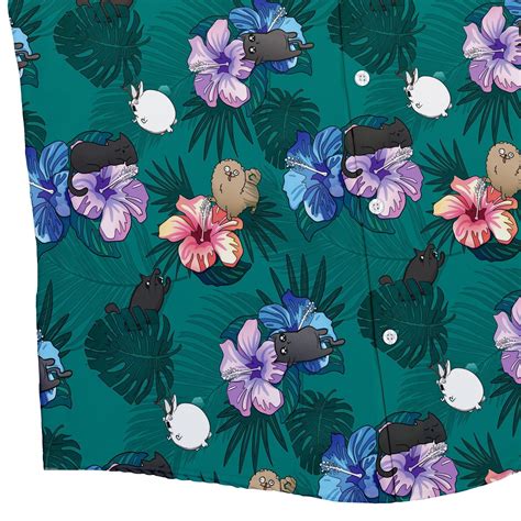 Hawaiian Exploding Kittens Button Up Shirt Geek Tropical