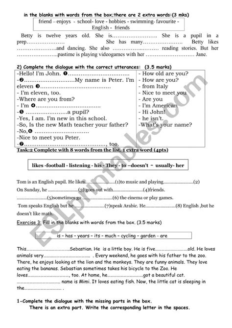 7th Form Midterm Language Tasks 1 ESL Worksheet By Mounanasseur76