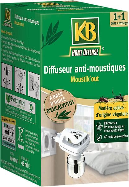 Diffuseur Anti Moustique Sans Insecticide Recharge 46ml Kb Home Defense Bricomarché