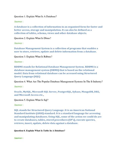 Answer Question 1 Explain What Is A Database Pdf Relational