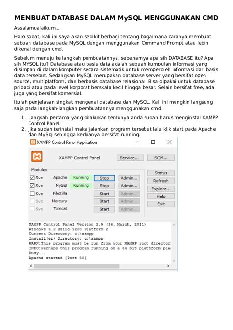 Doc Membuat Database Dalam Mysql Menggunakan Cmddocx Egi Rahmawan