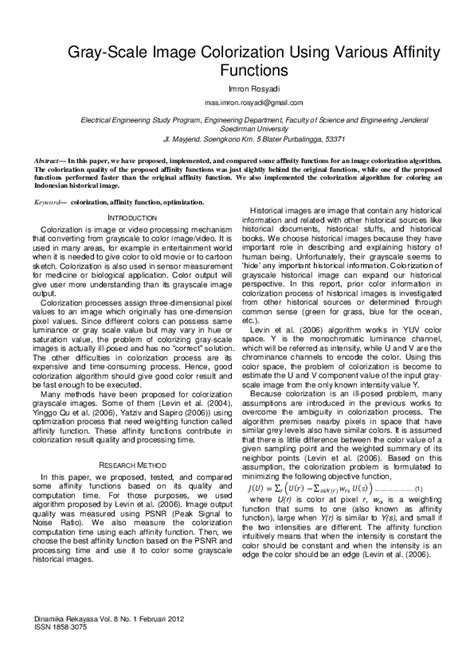 pdf gray scale image colorization using various affinity functions