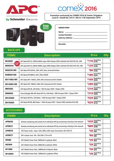 APC UPS Page 1 Brochures From COMEX 2016 Singapore On Tech Show