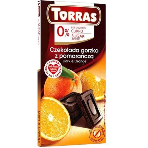 მუქი შოკოლადი ფორთოხლით უგლუტენო უშაქრო 75გ Gluten Free Dark Chocolate With Oranges No Sugar