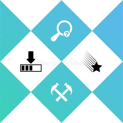 Set Loading Two Crossed Hammers Unknown Search And Falling Star Icon Vector Stock Vector