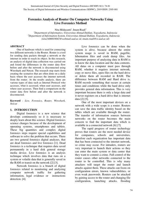 pdf forensics analysis of router on computer networks using live