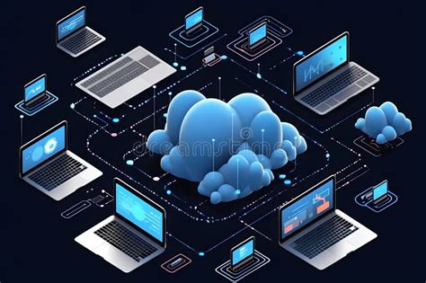cloud computing network generative ai stock illustration