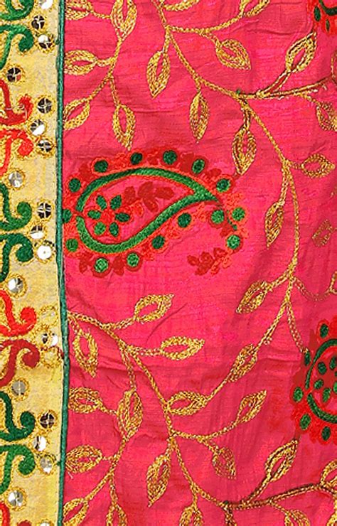 Rose Pink Embroidered Silk Blend Saree
