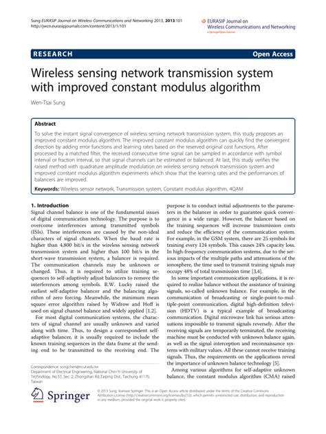 Pdf Wireless Sensing Network Transmission System With Improved