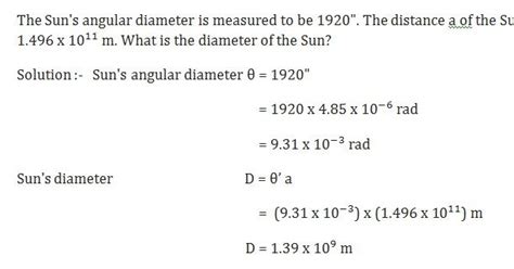 The Suns Angular Diameter Is Measured To Be 1920 The Distance A Of