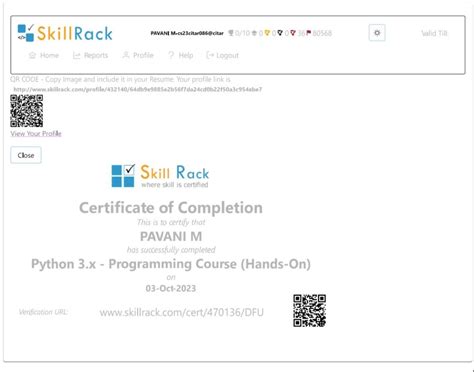 M Pavani On Linkedin I Recently Completed A Hands On Python Programming Course On Skillrack