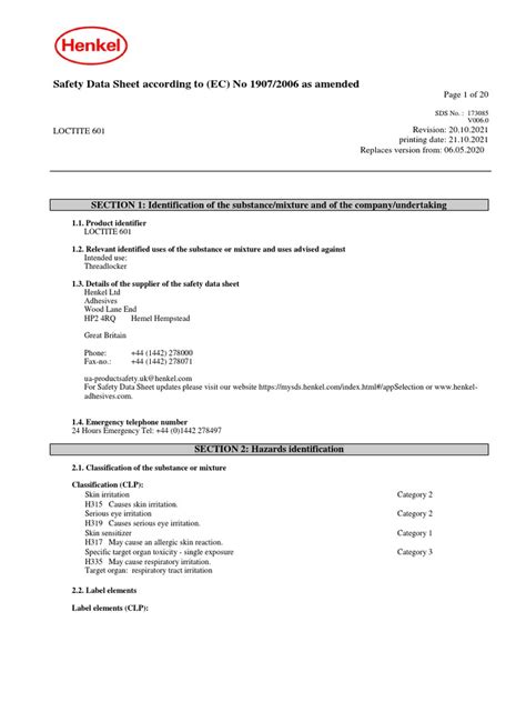 Loctite 601 Msds Pdf