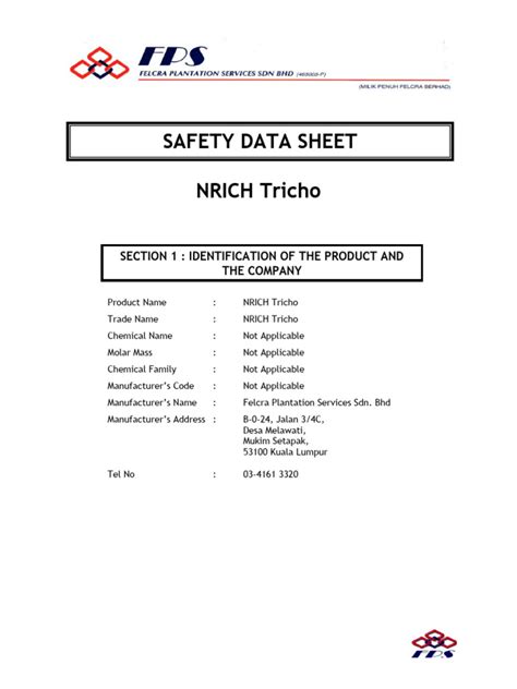 Sds Nrich Tricho Pdf Personal Protective Equipment Firefighter