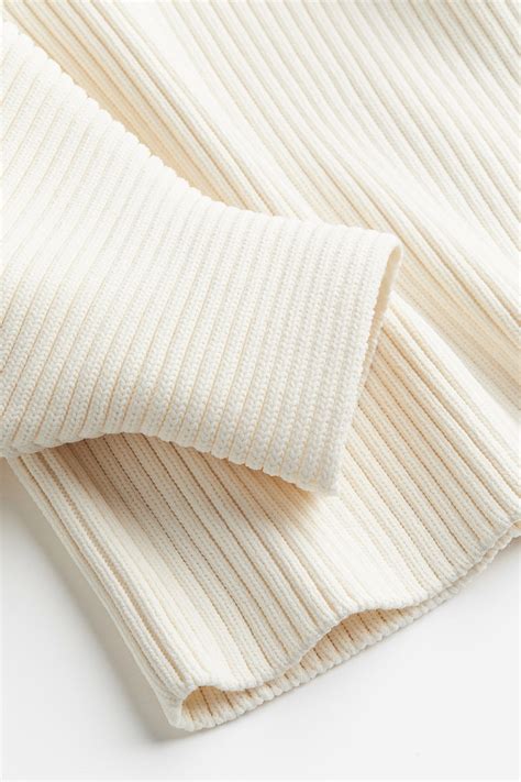 Rib Knit Jumper Cream Ladies Handm Gb
