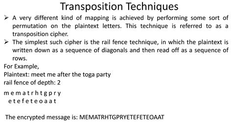 Symmetric Cipher Model Substitution Techniques Transposition