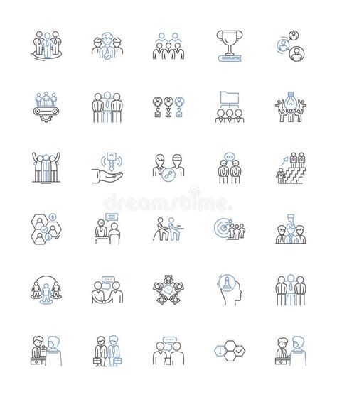 Group Activities Line Icons Collection Bonding Collaboration Problem
