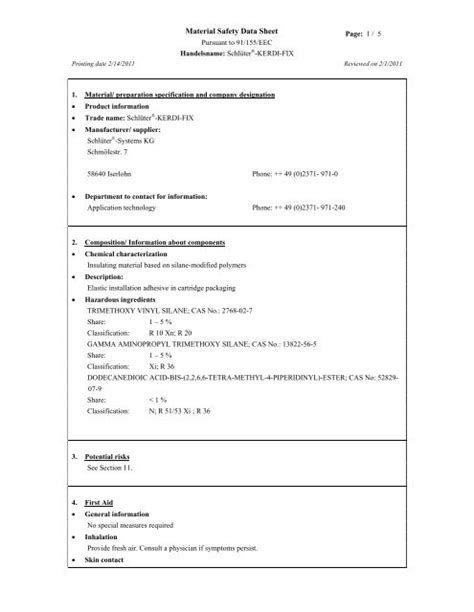 Material Safety Data Sheet Northland Construction Supplies