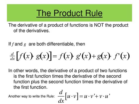 The Product Rule The Derivative Of A Product Of Functions Is NOT The Product Of The Derivatives