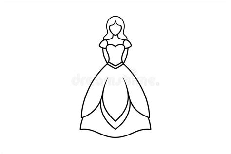 Girl Outline Clean Border Line Art Vector Illustration Stock Vector